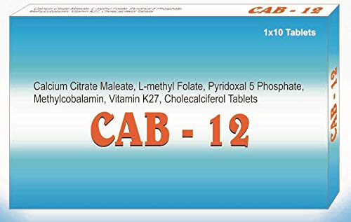 CAB-12 Multivitamin & Calcium Tablets - 10 Tablets in 1 Strip (5 ...