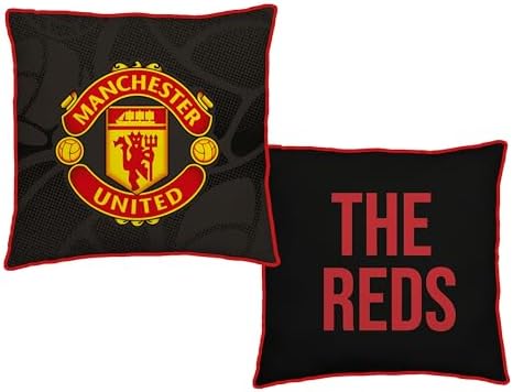 Manchester United FC Official Red Cushion, Super Soft Reversible 2 ...