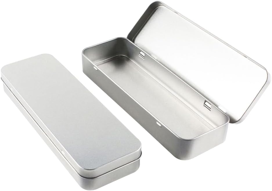 Amazon.com: GSHLLO 2 Pcs Metal Pencil Case - Silver Slim Rectangular ...