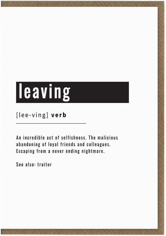 Leaving Definition Card | Leaving Gift | Work Friend Card | Work ...