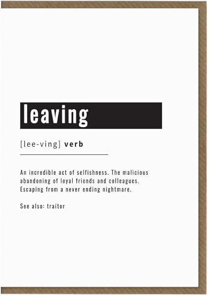 Leaving Definition Card | Leaving Gift | Work Friend Card | Work ...