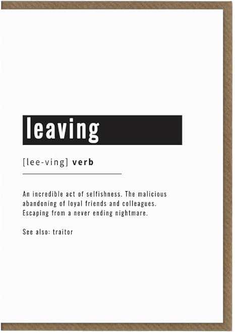 Leaving Definition Card | Leaving Gift | Work Friend Card | Work ...