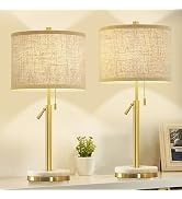 GyroVu Table Lamps Set of 2, Adjustable Height Bedside Marble with Pull ...