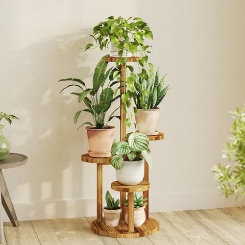Amazon.com: Bamworld Plant Stand Indoor Plant Shelf 4 Tier Wood Plant ...