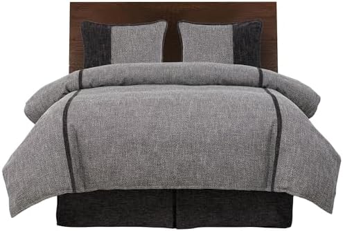 Amazon.com: HiEnd Accents Hamilton 4 Piece Comforter Set, Black and ...