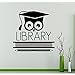 Amazon.com: Books Library Owl Wall Vinyl Decal Education School Wall ...