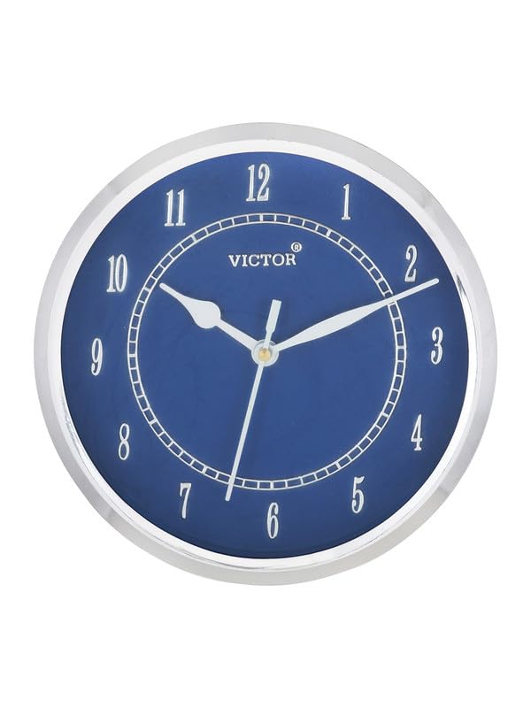 Buy VICTOR Elegant Round Silver Color Plastic Case Blue Dial Analog ...