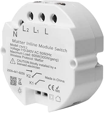 WiFi Smart Light Switch Module, Matter-Certified, 2 Way DIY Mini Switch ...
