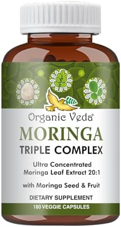 Amazon.com: Organic Veda Moringa Capsules Triple Complex - 20 X Concentrated Organic Moringa ...