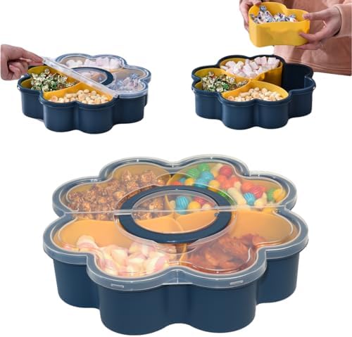 Amazon.com | Divided Snack Tray with lid, Serving Tray with Handle, 5 ...