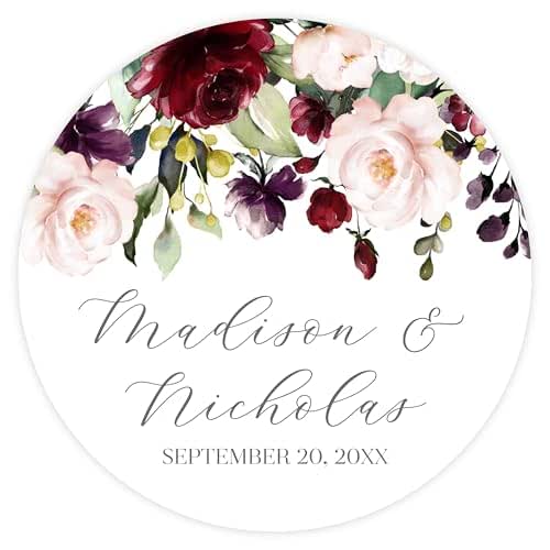 Amazon.com: Personalized Floral Wedding Stickers with Your Choice of 30 ...