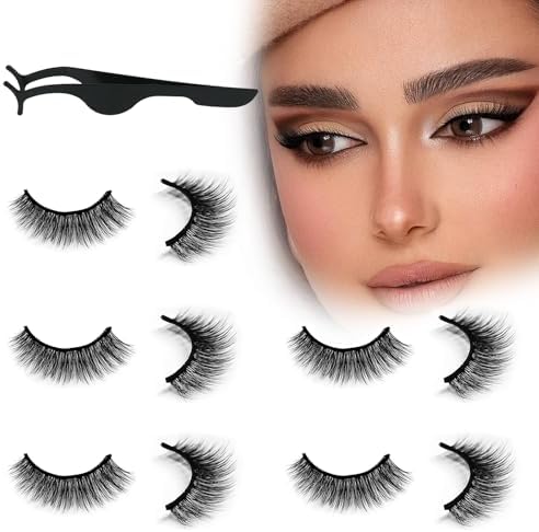 Amazon.com: 5 Pairs Self Adhesive Eyelashes, Reusable, Natural Look ...