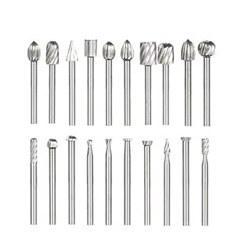 Bestgle 20pcs 3mm(1/8") Shank HSS Rotary Cutting Burrs Router Bits ...