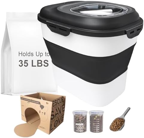 HOYTAMDAR 35LBS Collapsible Dog Food Storage Container, Pet Dog Pantry ...