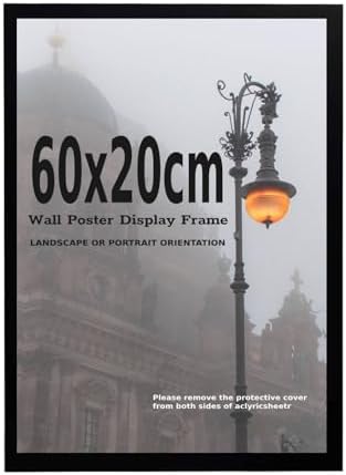 Z&Q Black 60x20 cm Poster Frame Polished Plexiglas for Wall 20x60 cm ...