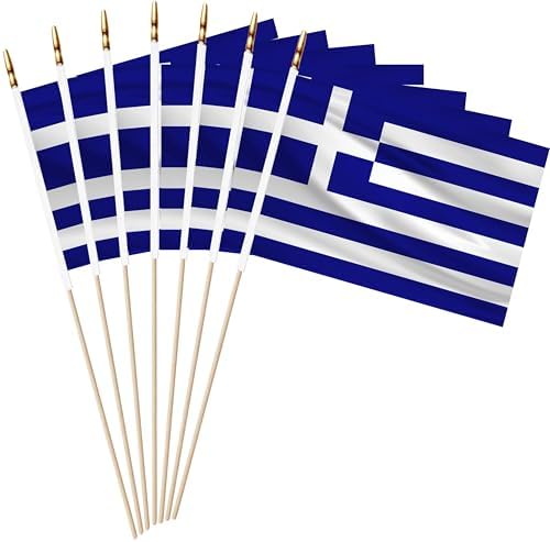 Amazon.com : Greece Flag Greek Small Stick Mini Hand Held Flags ...