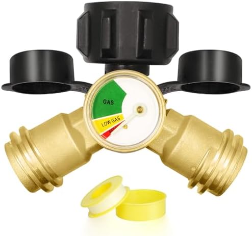 Amazon.com : Aekops 3 Way Propane Splitter QCC/POL with Gauge and Shut ...