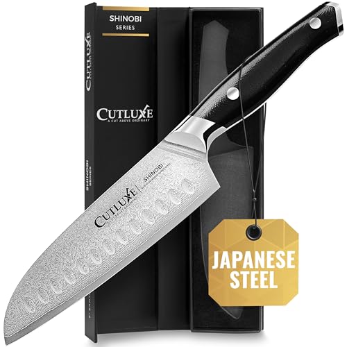 Snapklik.com : Shinobi Santoku Knife 7 Damascus Japanese AUS-10 Steel ...