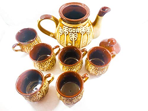 Buy Indiano Pack of 7 Ceramic Ceramic Textured Tea Set/ Mug Set, Goa ...
