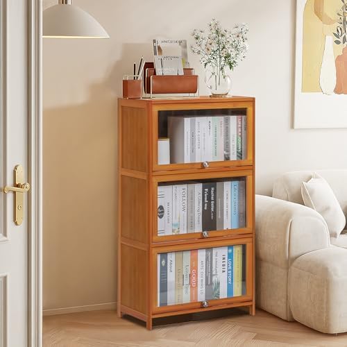 Amazon.com: Athena Collection Book Shelf Bookcase with Door 2-Tier ...