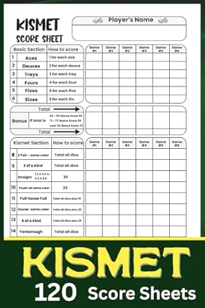 Kismet Score Sheets: Kismet Score Journal - Sleek Matte Keeper for Dice ...