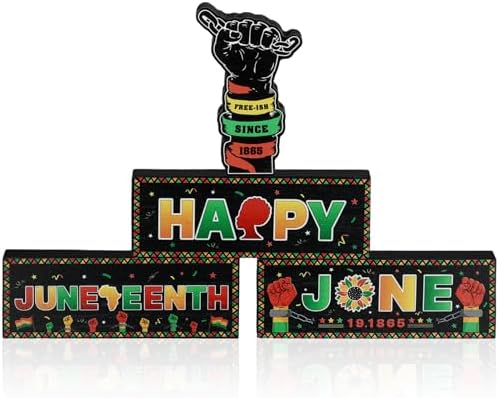 Amazon.com: Lineshading 4 Pcs Happy Juneteenth Table Decorations Black ...