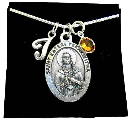 Amazon.com: Saint Kateri Tekakwitha Necklace -18" Sterling Silver Box ...