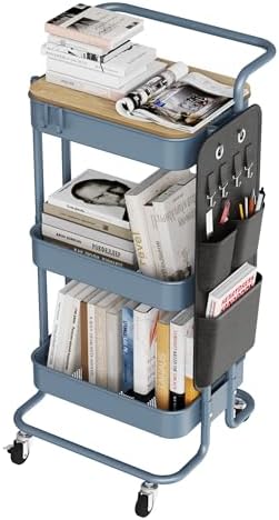 Amazon.com: Gramercy Teal Metal Rolling Cart by Simply Tidy ...