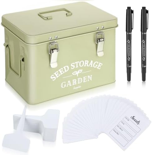Amazon.com: Seed Storage Box – Metal Seed Packet Organizer with Garden ...