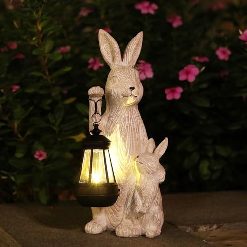 Amazon.com: BEAULEMNA 21" H Large Bunny Statue Hand Carved Wood Rabbit ...