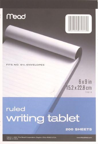 Amazon.com : Mead Wide Ruled Writing Tablet, 6 x 9 Inches, 200 Sheets ...
