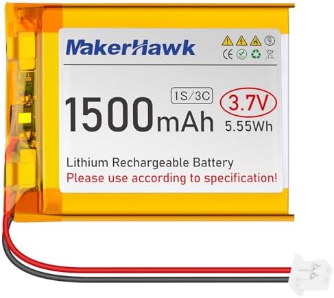 Amazon.com: MakerHawk 3.7V Lipo Battery 1000mAh 803040 Rechargeable ...