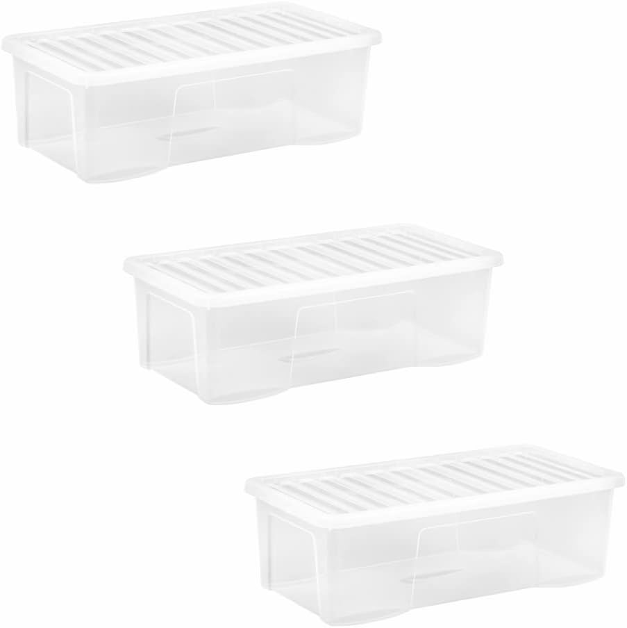 Really Useful Nestable Plastic Storage Box 62 Litre Clear (Pack of 3 ...