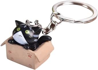 YEHJDSMD Lovely Cartoon Cat Key Rings Chains Pendant Creative Ask For ...