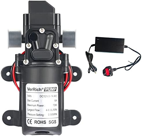 VerRich G1/2" 20mm 12V Water Pumps 131 PSI Diaphragm Pump with Power ...