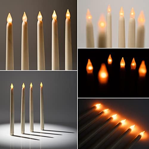 WYZworks Set of 6, 11" LED Flameless Ivory Real Wax Taper Flickering ...