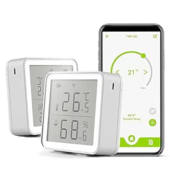 Pack of 2 WiFi Thermometers, Hygrometer, Bluetooth Room Thermometer ...