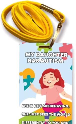 My Daughter has Autism/is Autistic Disability ID Card & Yellow Lanyard ...