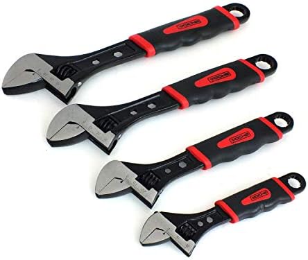 Amazon Basics 4-Piece Plumbing Adjustable Wrench with Soft Grip, Wide ...