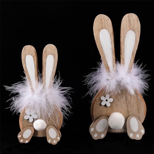 Amazon.com: Easter Wood Bunny Table Decor, 2 Pieces Rustic Wood Bunny ...