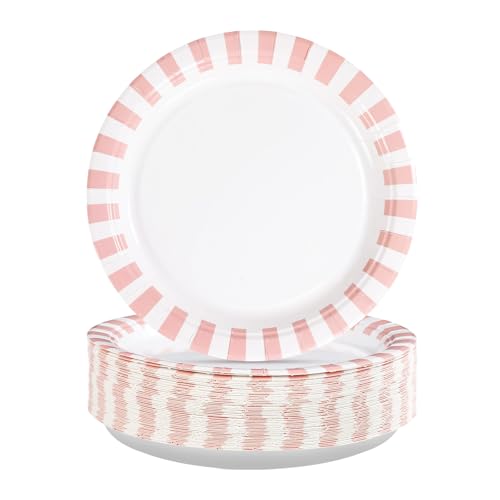 Best Pink Striped Paper Plates for Stylish, Easy Party Hosting – With ...