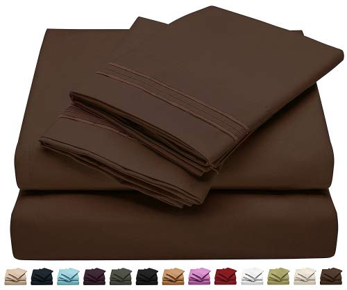 Buy Twin, Dark Brown : Twin Size Bed Sheet Set - Soft Brushed ...