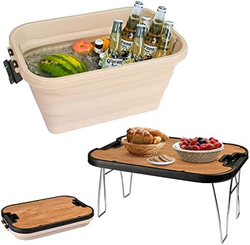 Amazon.com: Large Capacity Camping Folding Basket with Table, ice ...