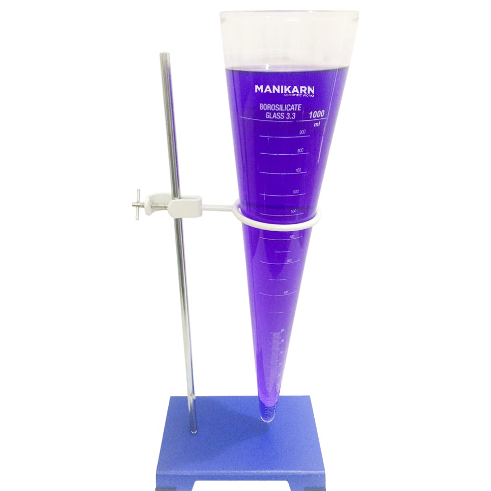 MANIKARN Imhoff Cone with Stand 1000ml – Graduated Borosilicate Glass ...