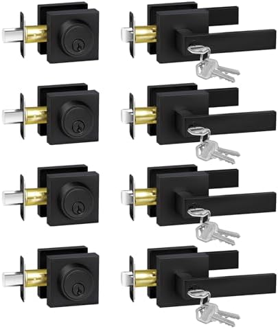 Camtek Matte Black Door Locks for Front Door, Exterior Door Lock Set ...