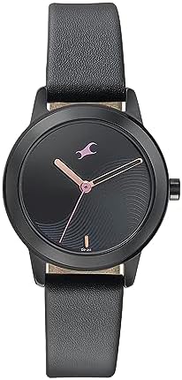 Fastrack Pulse Quartz Analog Black Dial Leather Strap Watch for Girls ...