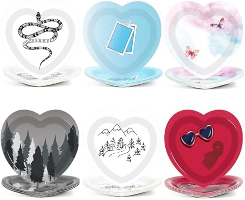 Amazon.com: 60 Pcs Birthday Paper Plates Heart Shaped Dinner Party ...
