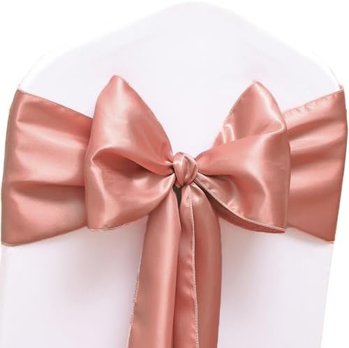 JFDYDM 50 Pack Satin Rose Gold Chair Sashes for Wedding Gender Reveal ...