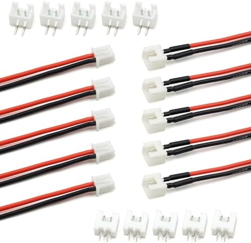 Amazon.com: 5 Pairs JST-XH 2.54mm 2 Pin 1S Balance Plug Lead Socket Male and Female Connector ...