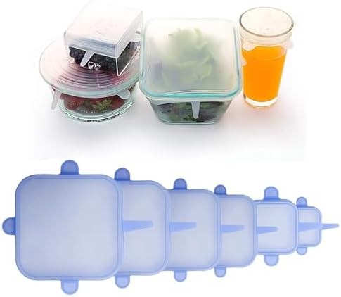 Amazon.com: [12pack] Longzon Silicone Stretch Lids 6 Clear Round 6 Blue ...